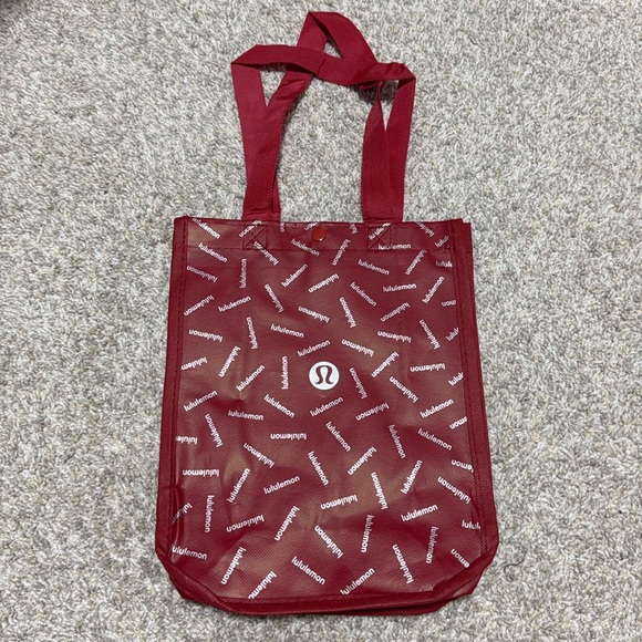 lululemon athletica | Bags | New Lululemon Red And Silver Logo Small ...